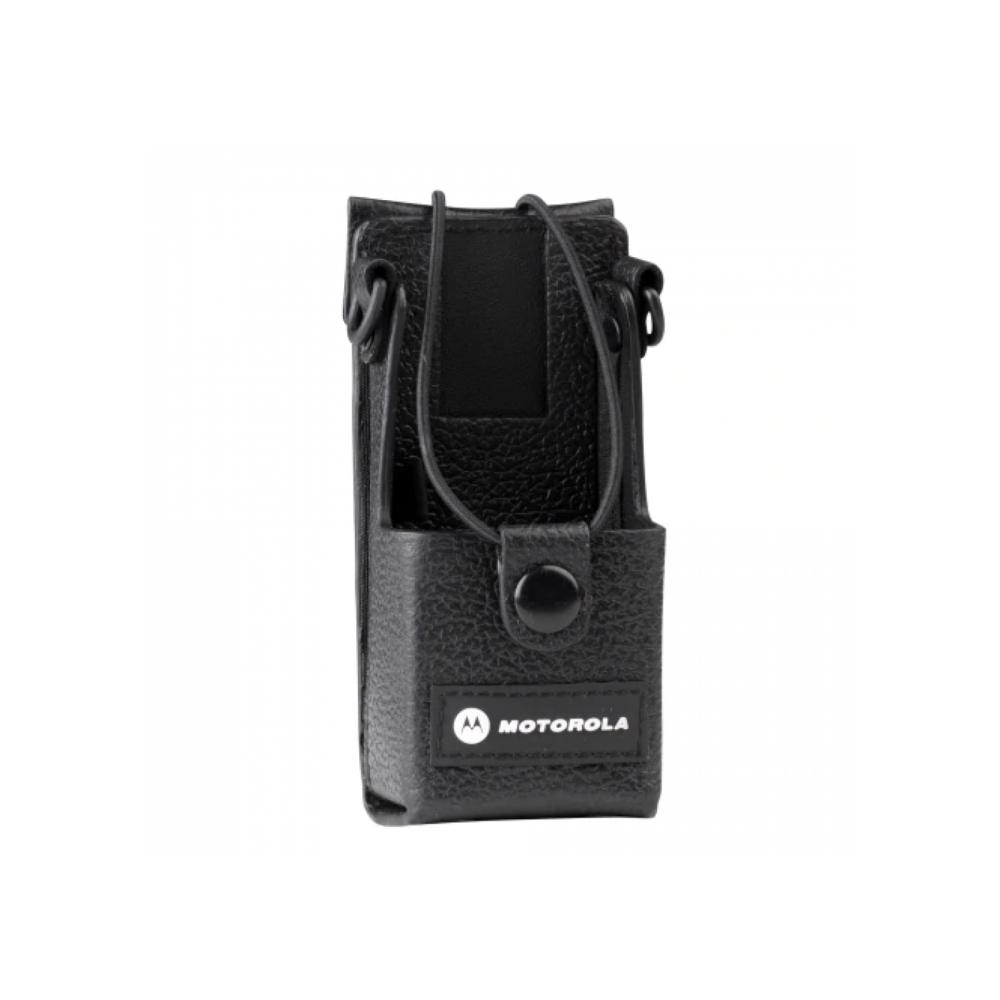Leather carry case with belt loop for Motorola DP1400 radios.